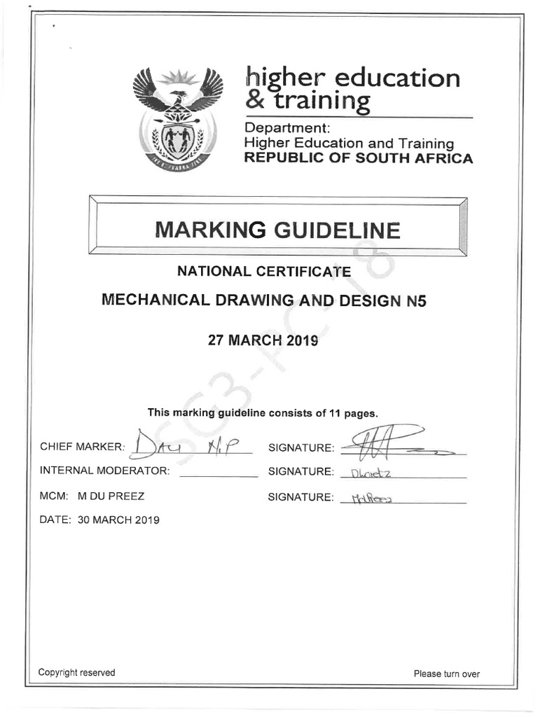 Mechanical Drawing and Design N5 Memo Apr 2019 | PDF