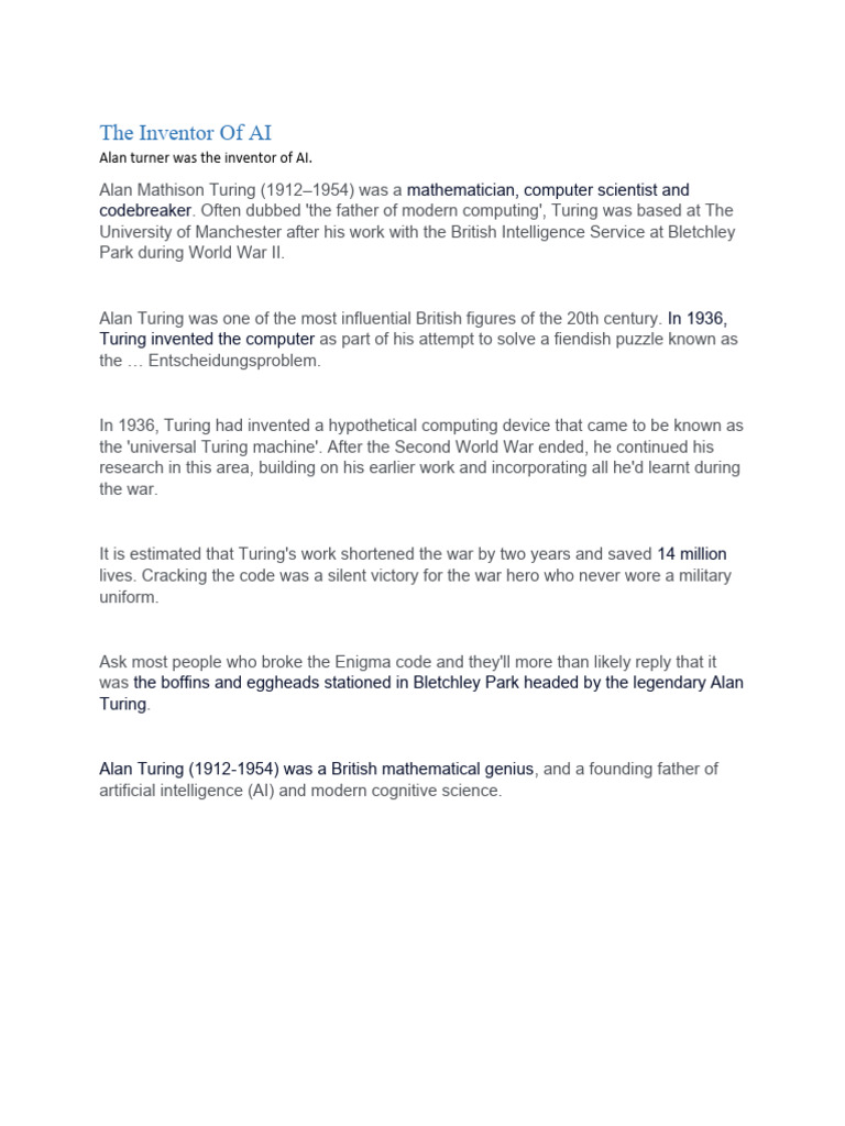 The Inventor of AI | PDF | Artificial Intelligence | Intelligence (AI ...