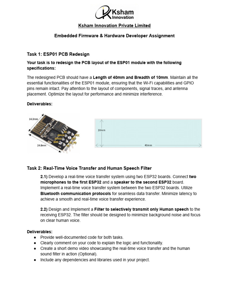 Embedded Firmware & Hardware Developer Assignment | PDF | Real Time Computing | Filter (Signal ...