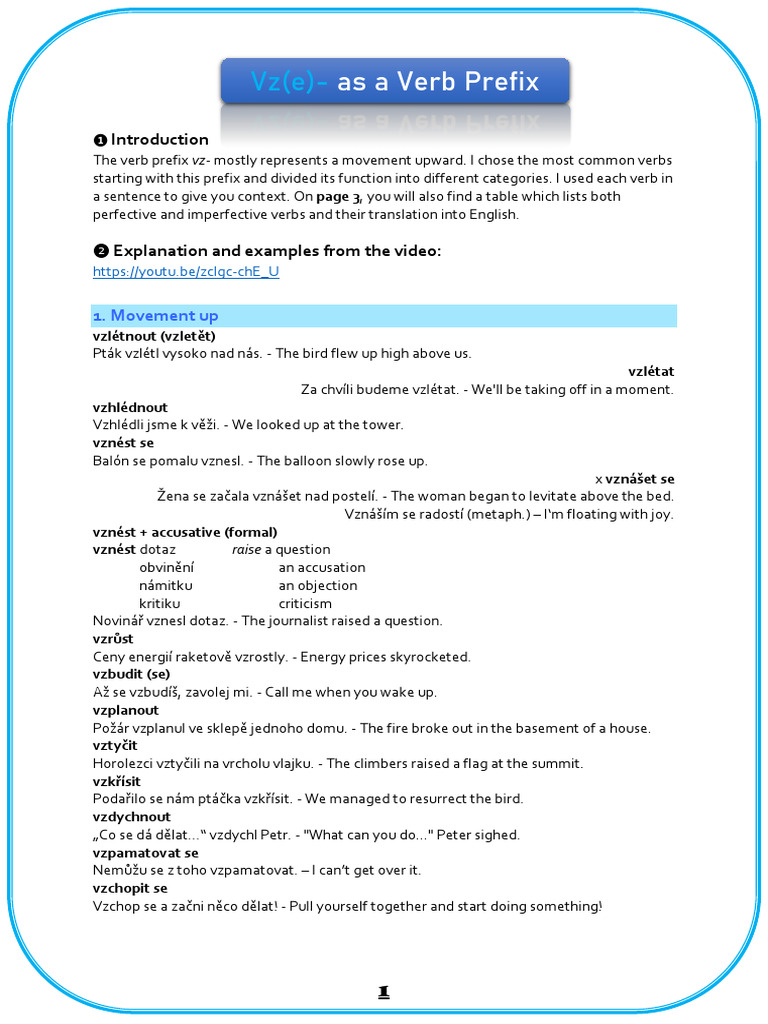 11 Prefix VZ - Worksheet | PDF