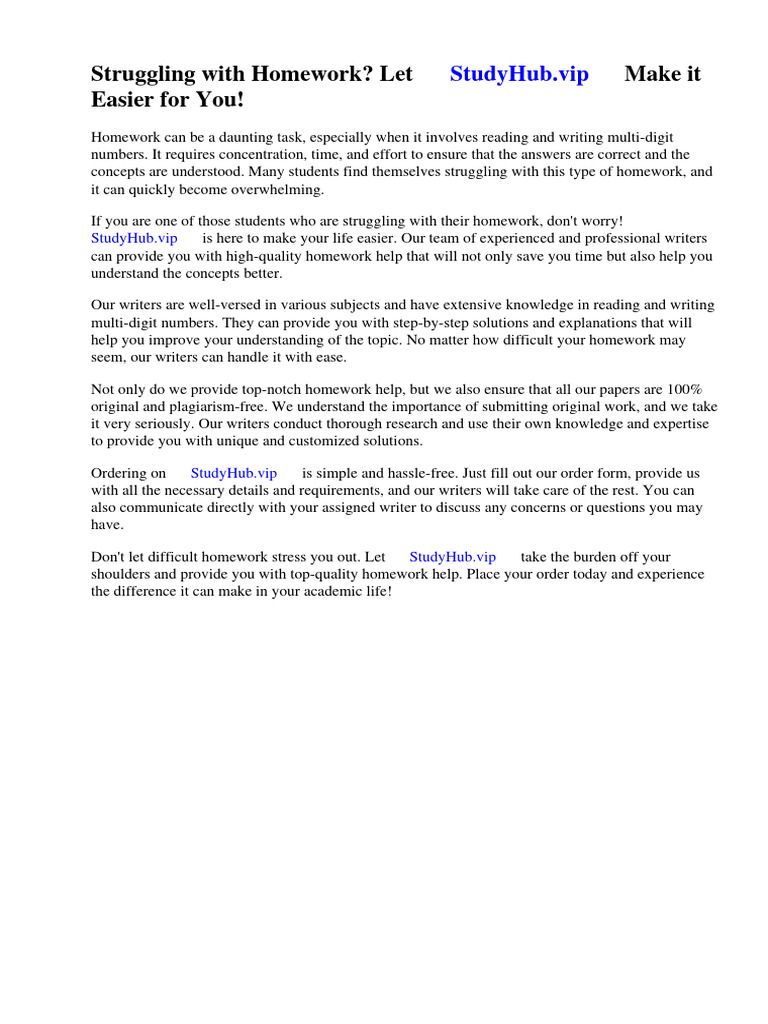 My Homework Lesson 2 Read and Write Multi-Digit Numbers | PDF ...