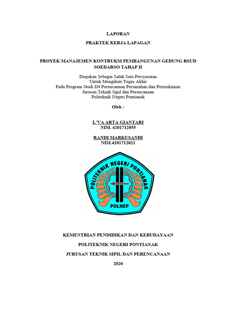 Laporan Praktek Kerja Lapangan RSUD Soedarso | PDF | Seni
