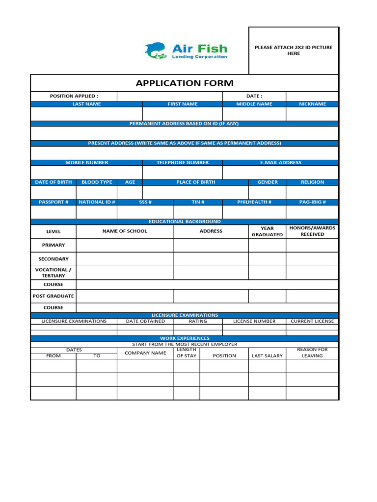 Aflc-Df-Hrd-002 - Application Form-New | PDF