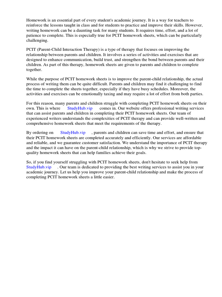 Pcit Homework Sheets | PDF | Homework