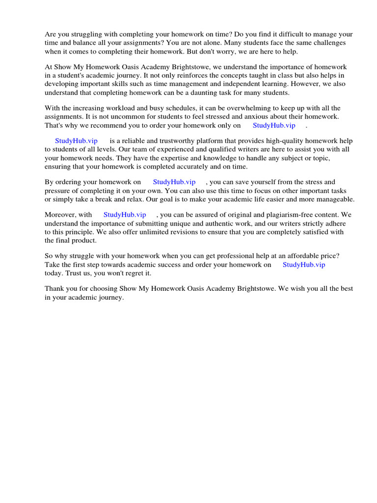 Show My Homework Oasis Academy Brightstowe | PDF | Homework | Teachers