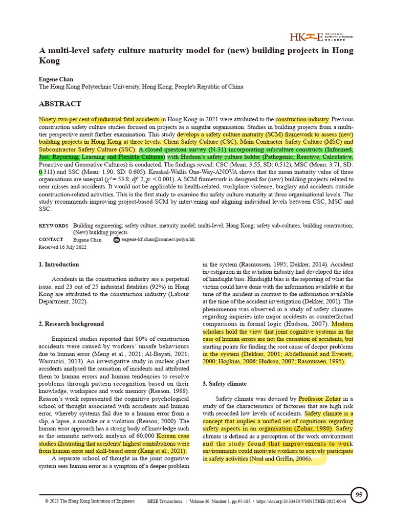 A Multi-Level Safety Culture Maturity Model in Hong HKIE GOOD | PDF ...