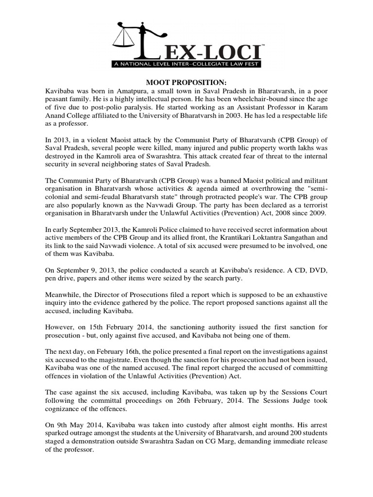 Revised Moot Proposition | PDF | Bail | Trials