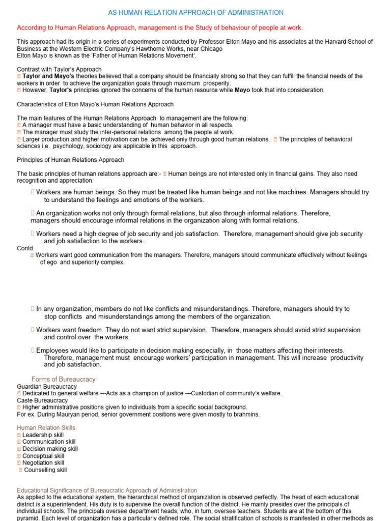 Human Relations Approach | PDF | Interpersonal Relationships ...