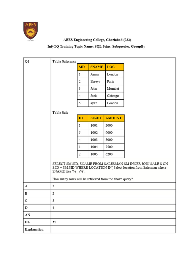 Week 2 Sql Joins Subqueries Groupby Pdf Information Retrieval Data Model