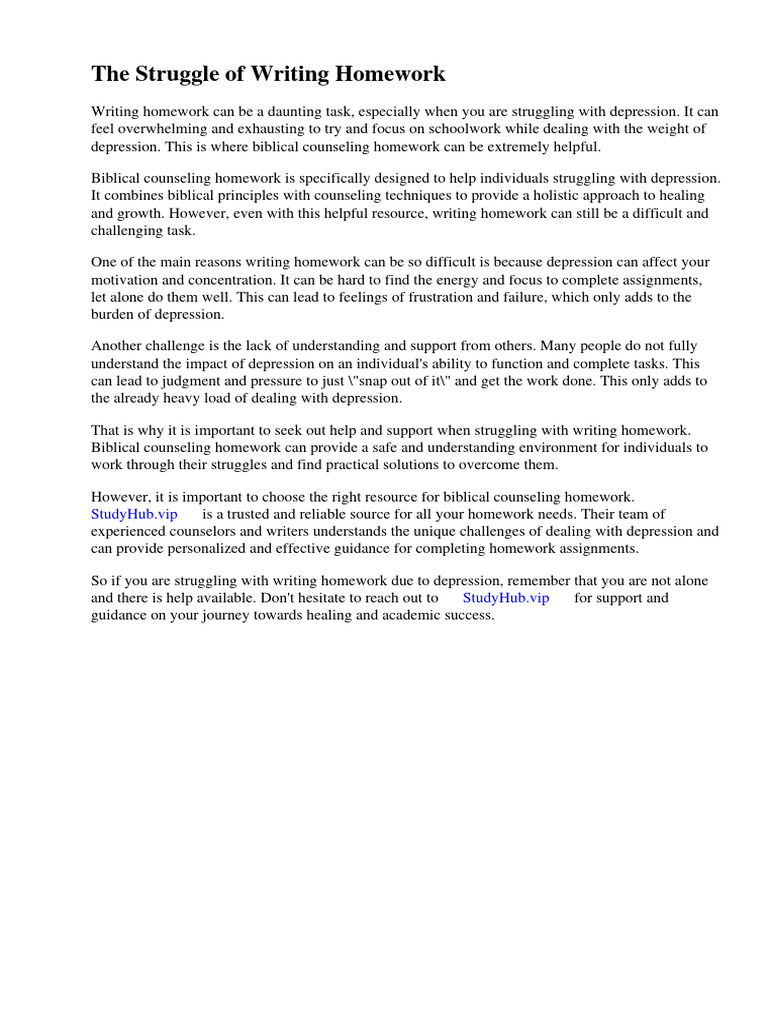 Biblical Counseling Homework Depression | PDF | Major Depressive ...