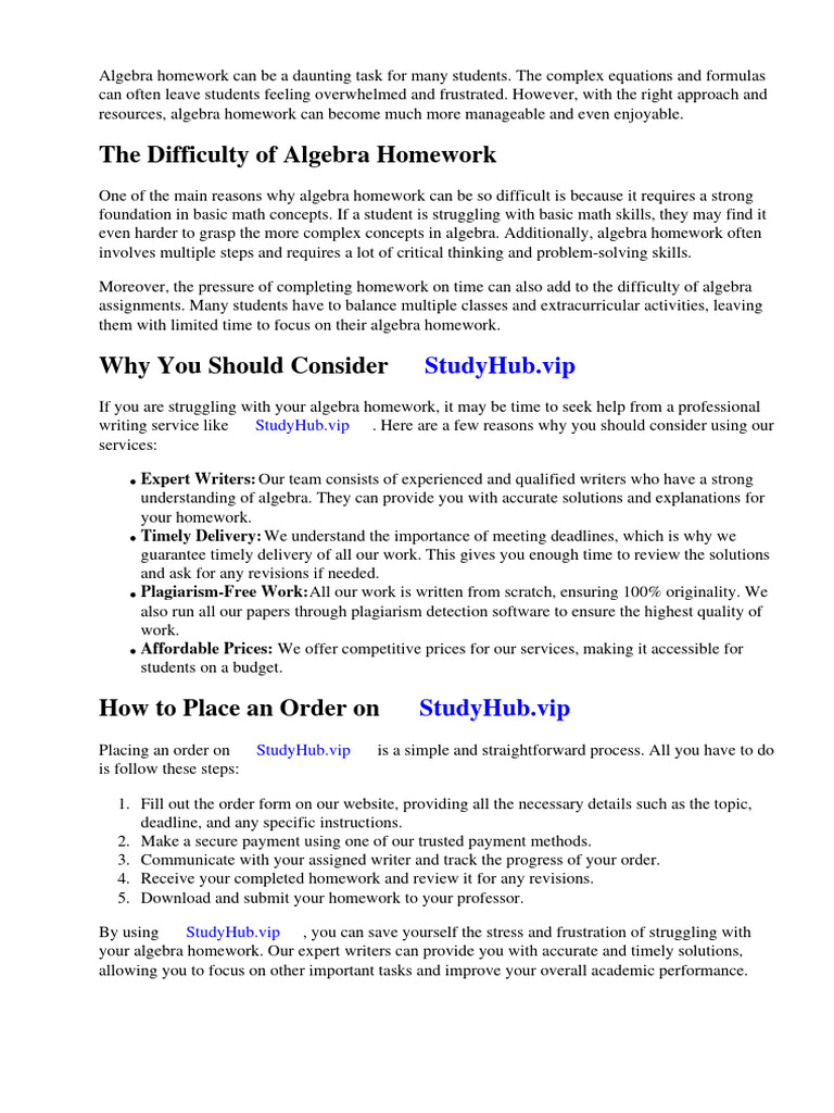 How To Do My Algebra Homework | PDF | Mathematics | Algebra
