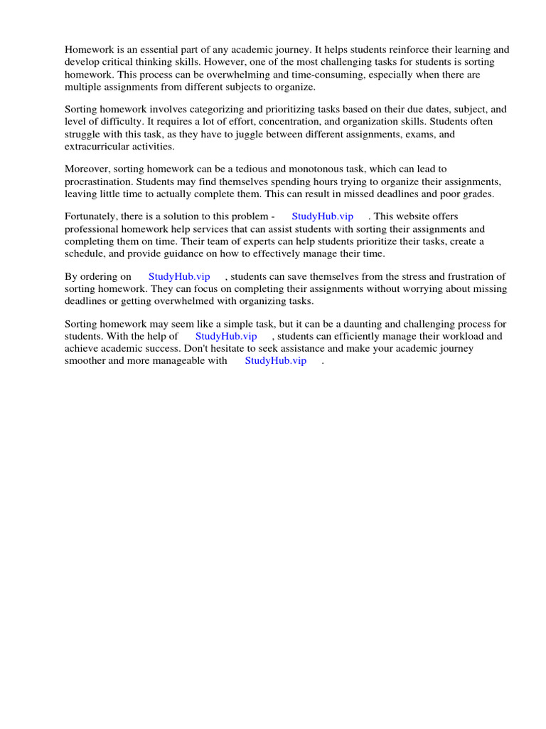 Sorting Homework | PDF | Homework | Curriculum