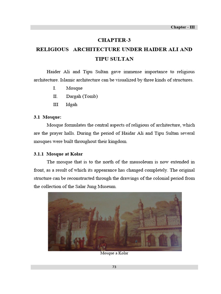 Religious Architecture Under Haider Ali and Tipu Sultan | PDF | Dome | Mosque