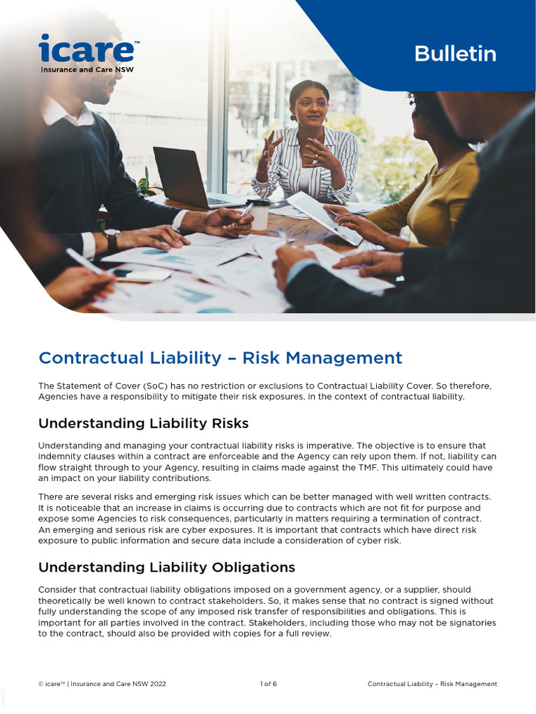 Contractual Liability Risk Management | PDF | Indemnity | Liability ...