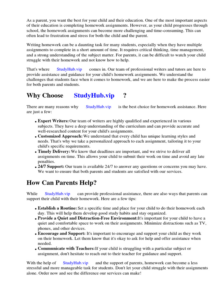 Homework Guide For Parents | PDF | Homework | Teachers