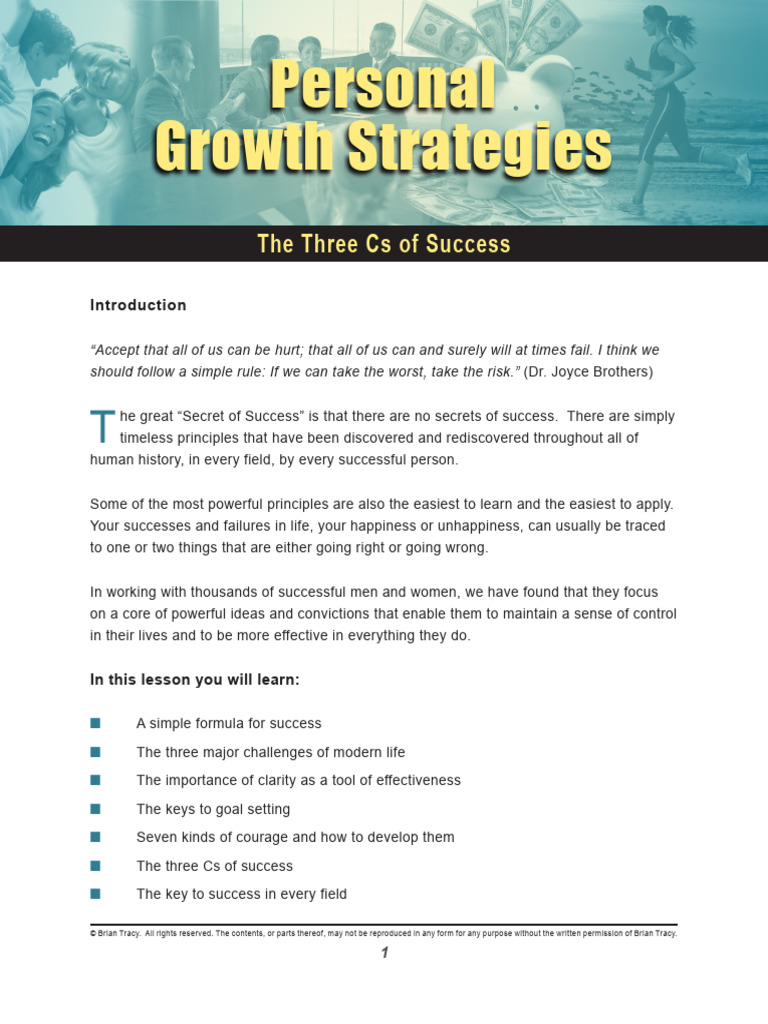 Three Cs of Suc | PDF | Goal | Courage