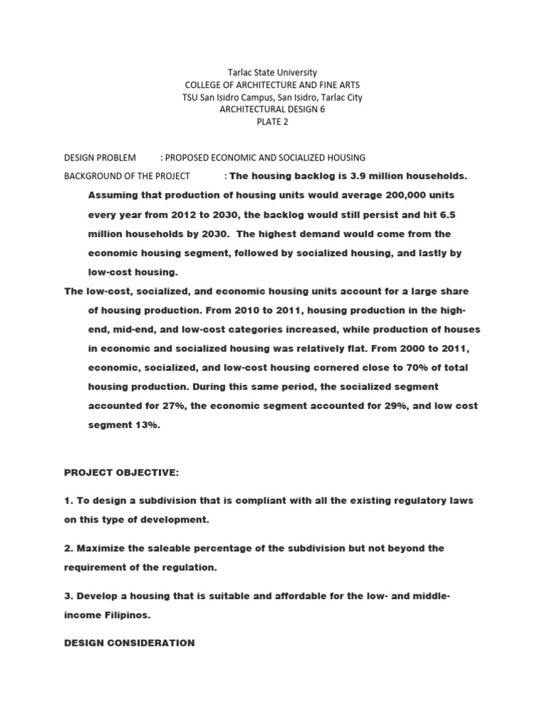 Economic and Socialized Housing Design | PDF | Affordable Housing ...