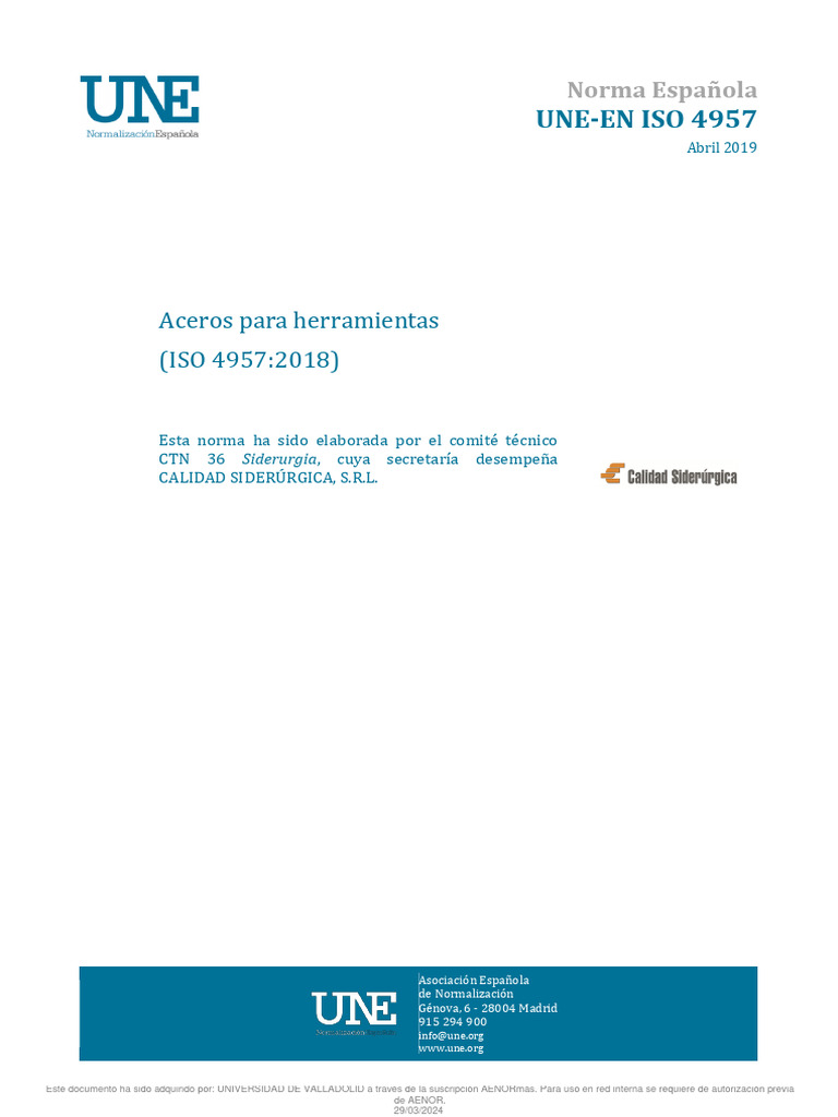Une-En - Iso - 4957 2019 Aceros para Herramientas | PDF
