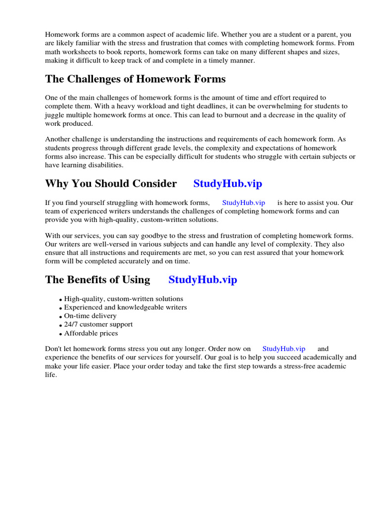 Homework Forms | PDF | Homework | Worksheet