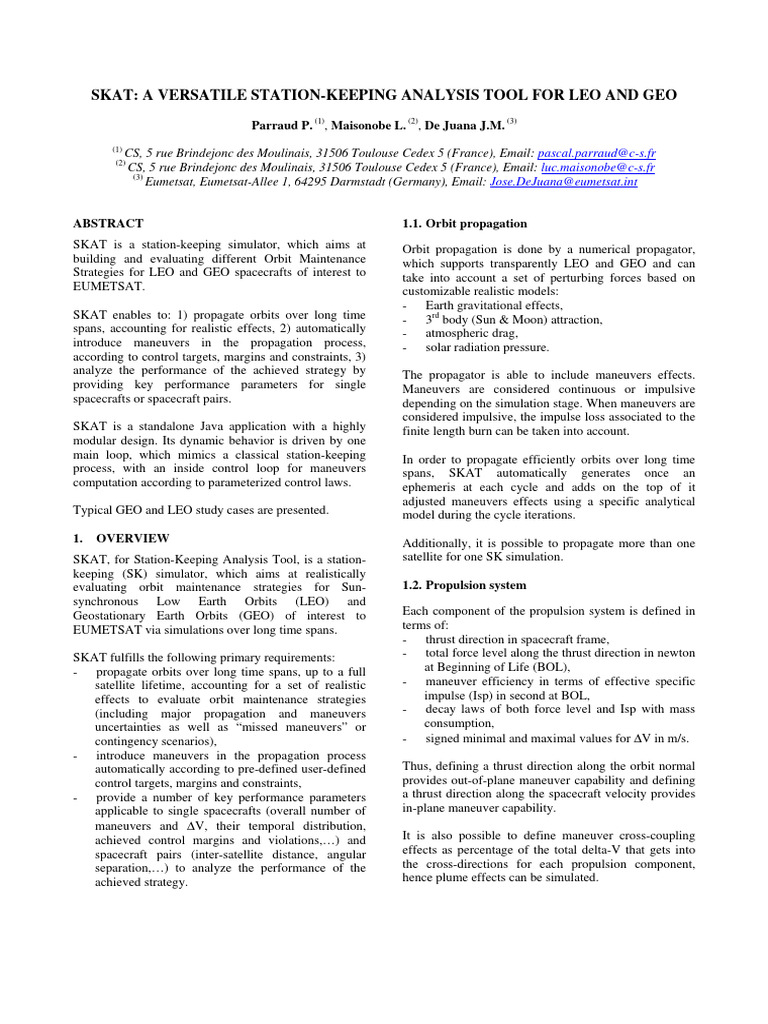 SKAT: Station-Keeping Tool for LEO/GEO | PDF | Orbital Maneuver ...