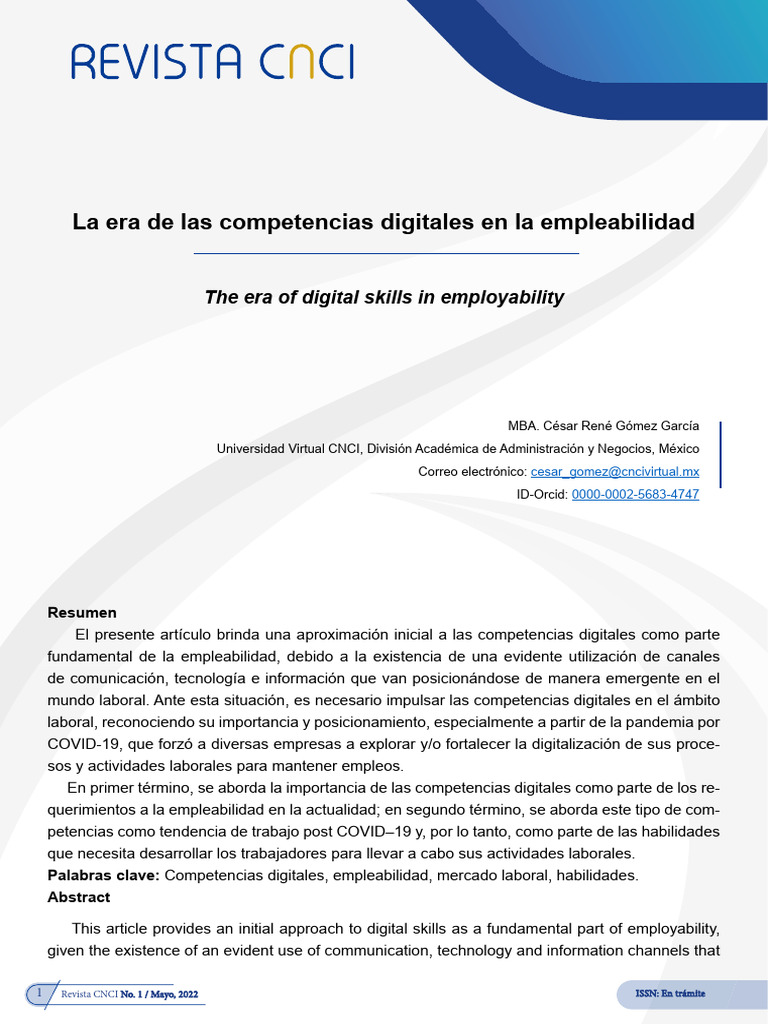 Artículo 17 - La Era de Las Competencias Digitales en La Empleabilidad | PDF | Internet | Business