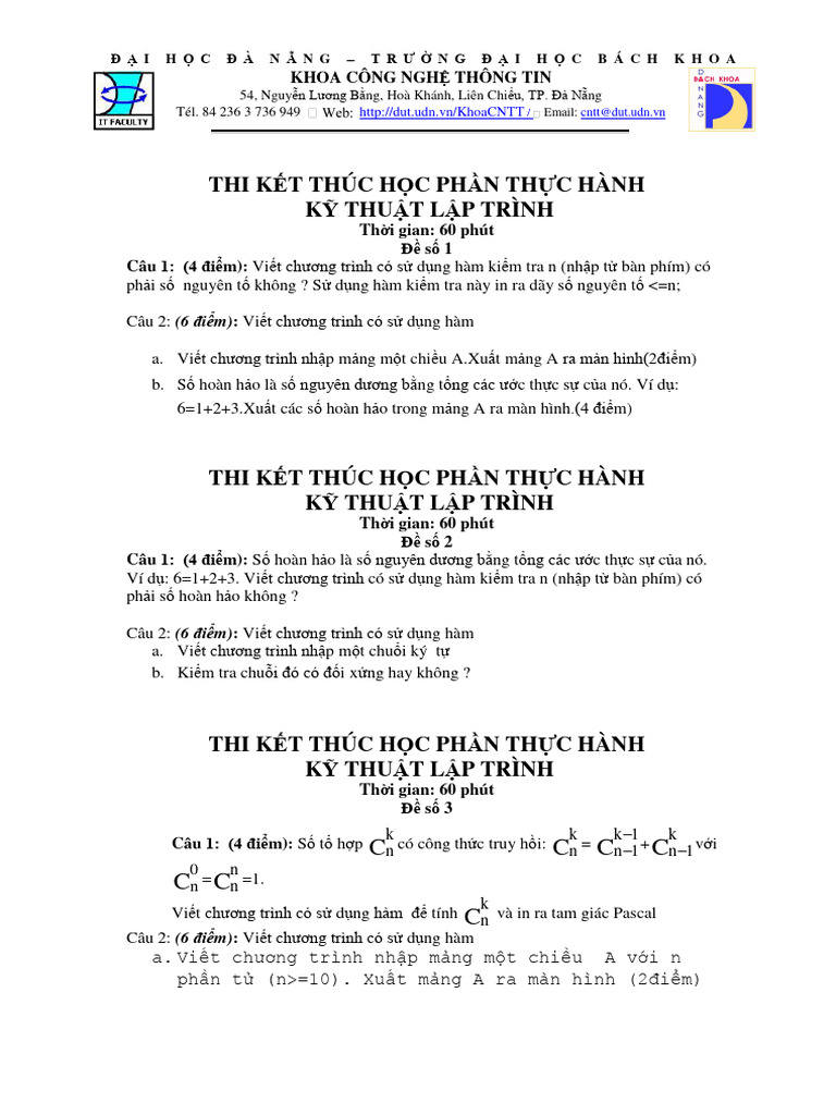 De Thi KTLT 2019 | PDF