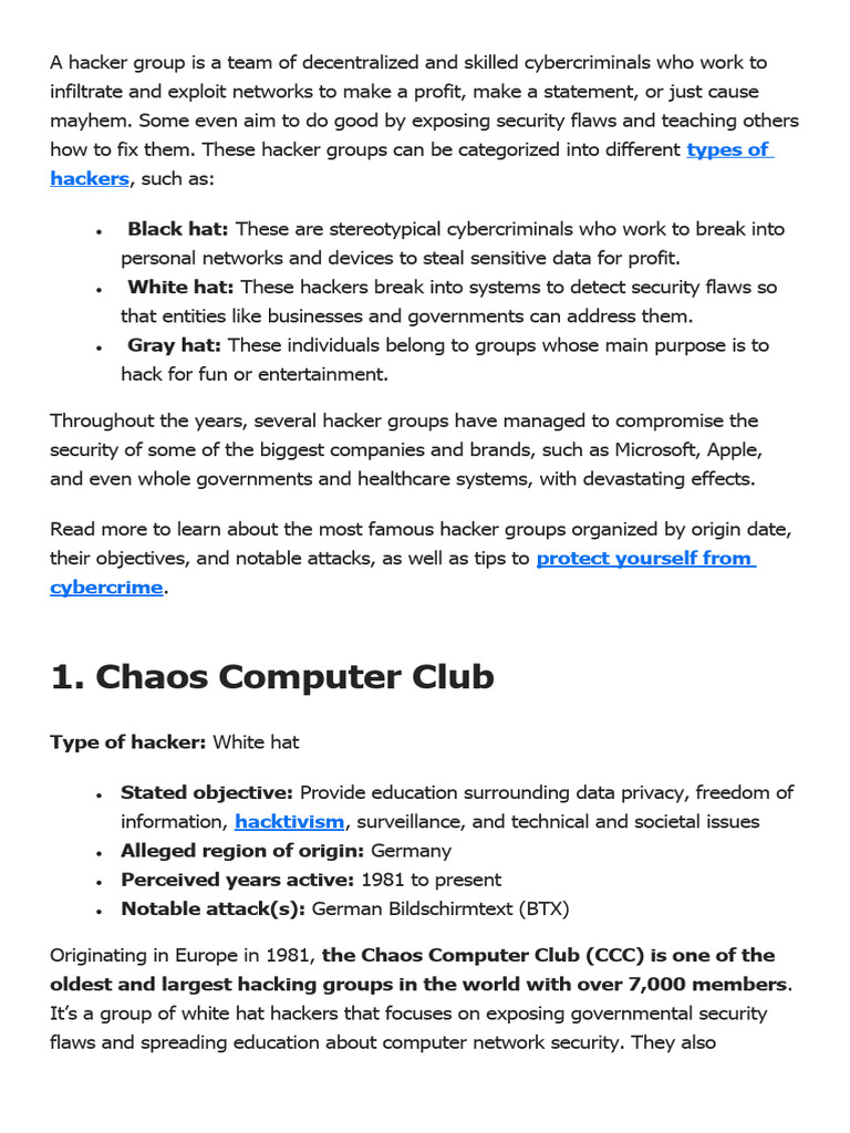 A Hacker Group Is A Team of Decentralized and Skilled Cybercriminals ...