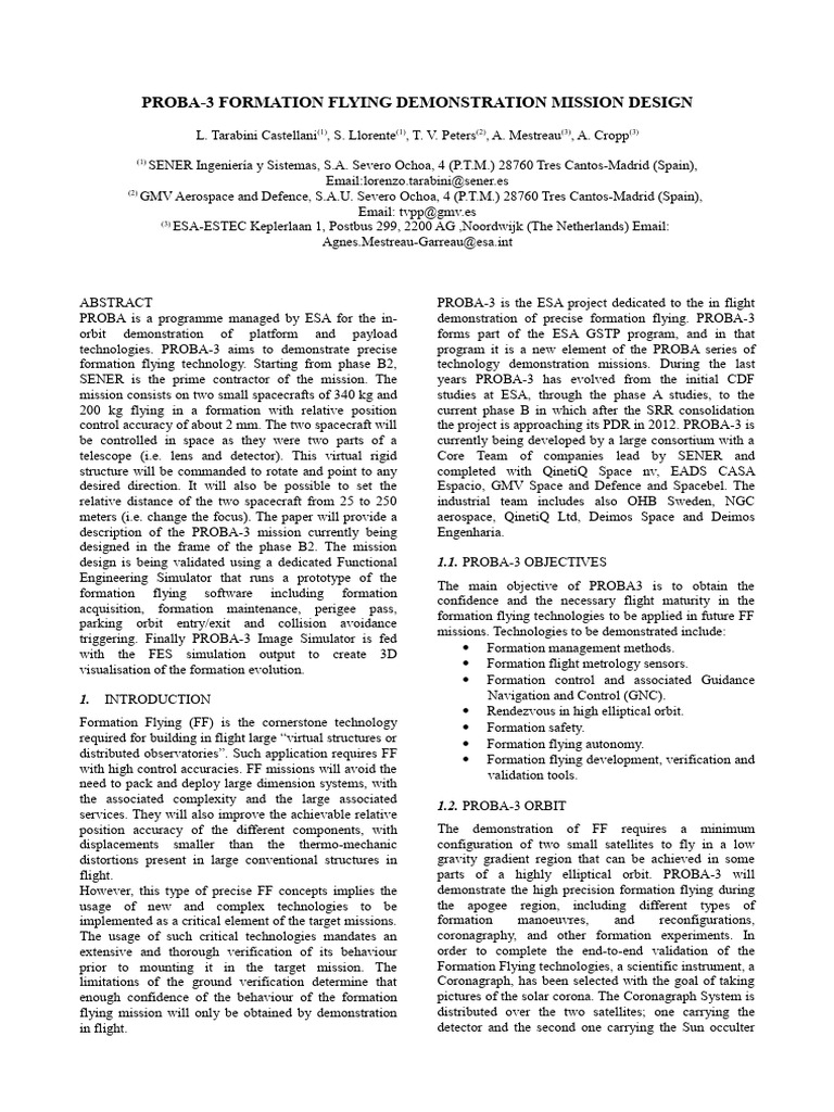 Proba-3 Formation Flying Demonstration Mission Design | Download Free PDF | Outer Space | Aerospace