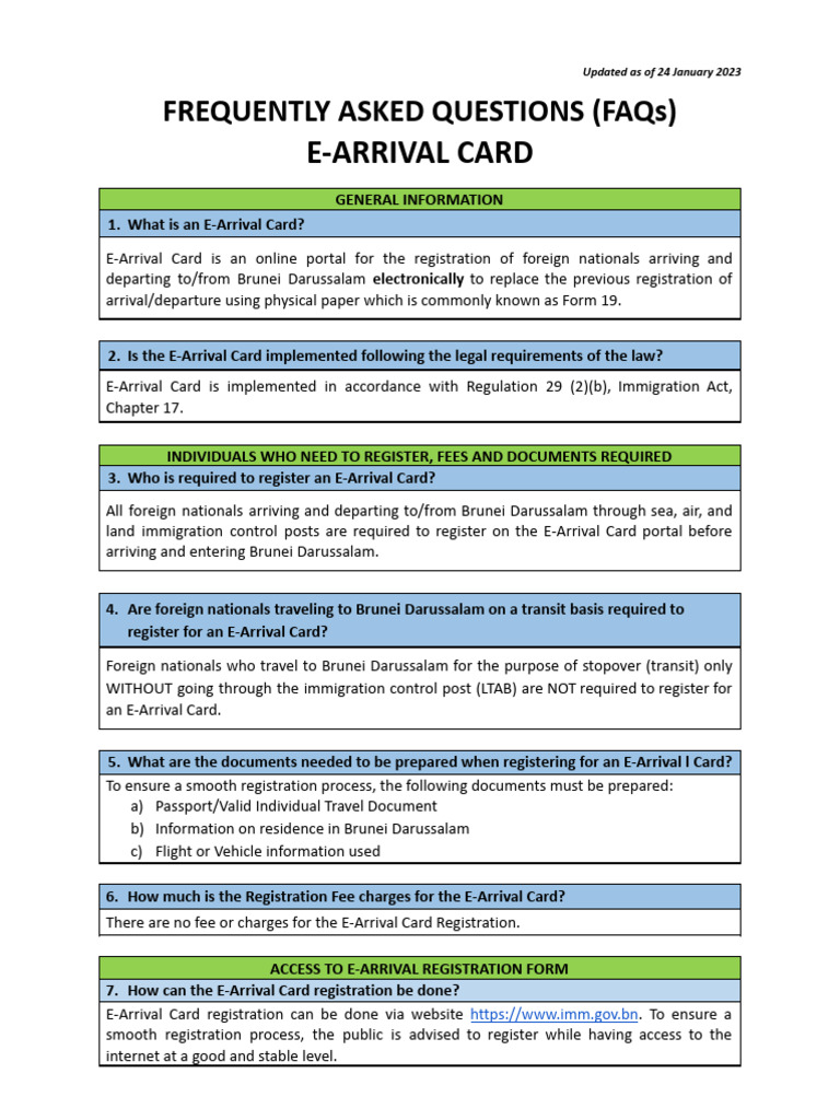 Faqs E-Arrival Card | PDF | Password | Government And Personhood
