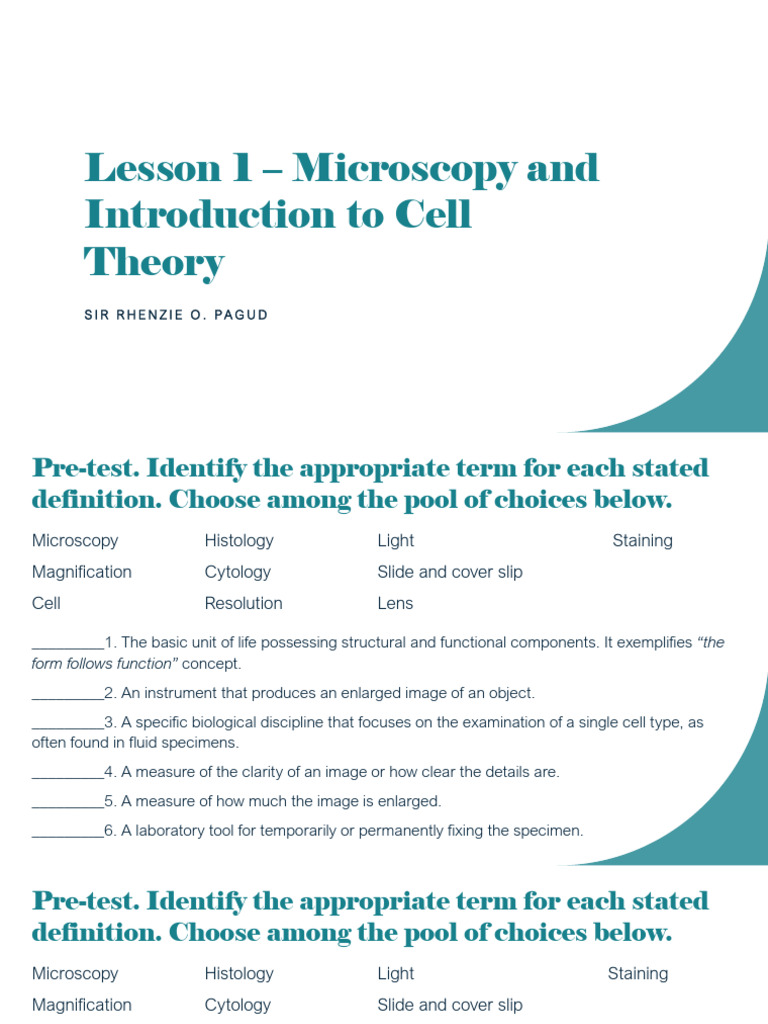 Lesson 1 Micros | PDF | Microscope | Microscopy