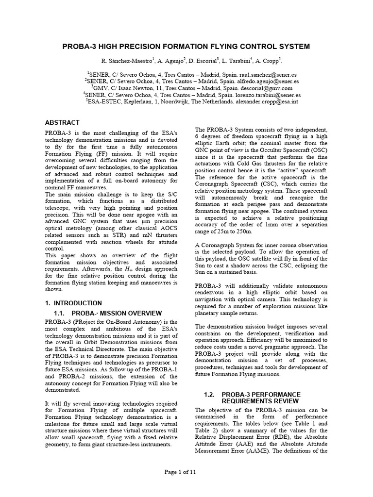 Proba-3 High Precision Formation Flying Control System | PDF