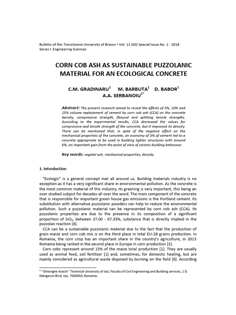 Corn Cob Ash in Eco-Friendly Concrete | PDF | Concrete | Cement