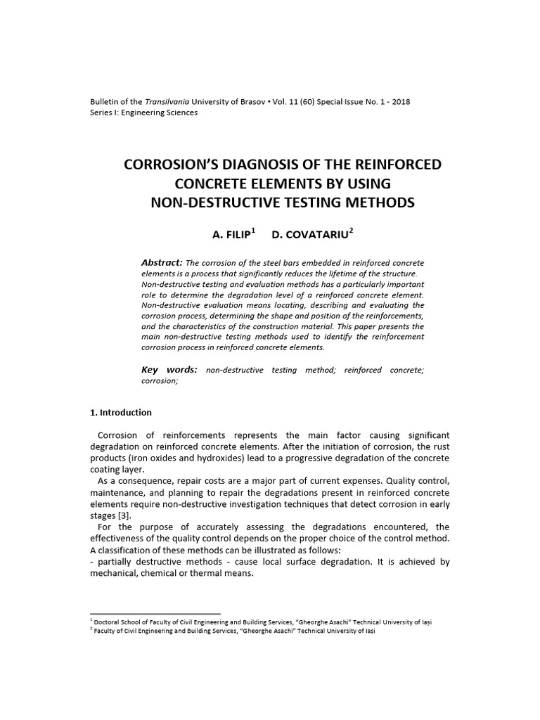 Corrosions Diagnosis Of The Reinforced Concrete Elements By Using Non Destructive Testing