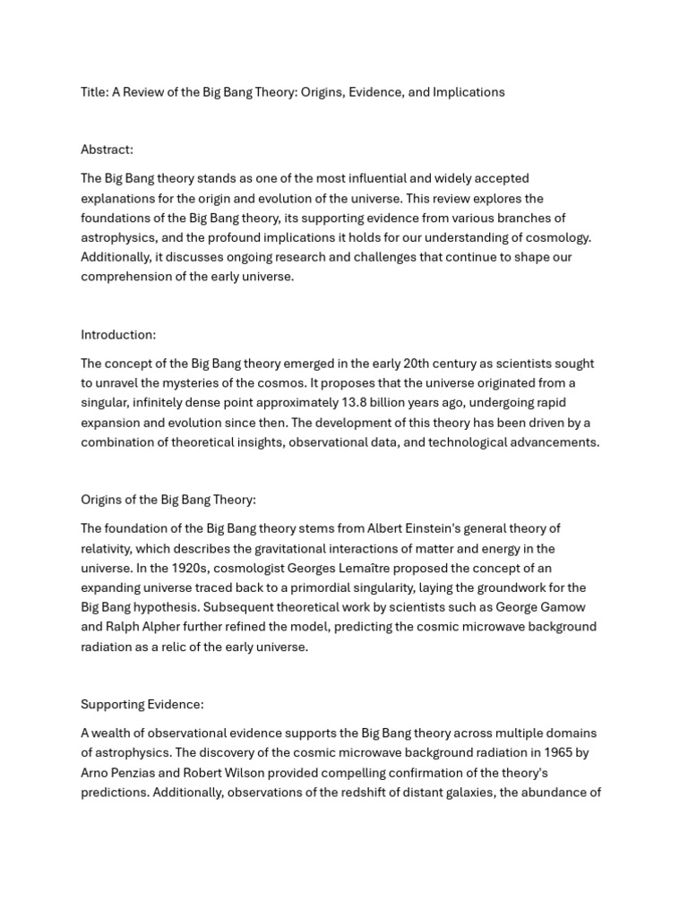 A Review of The Big Bang Theory | PDF | Big Bang | Physical Cosmology