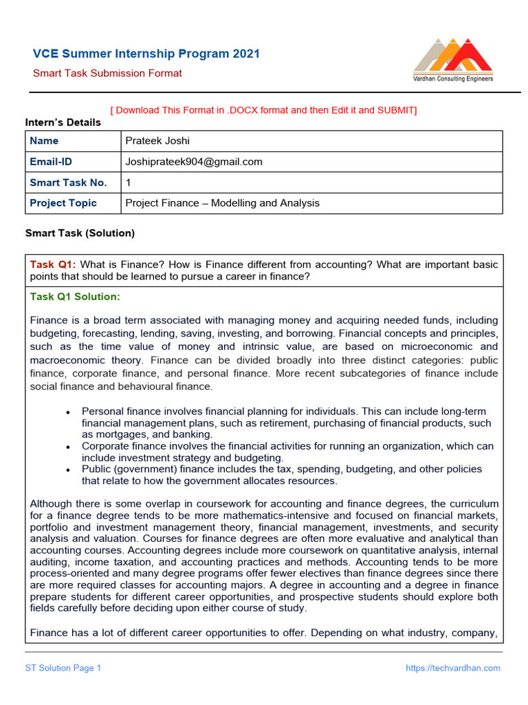 Smart Task 1 Submission | PDF | Equity (Finance) | Stocks