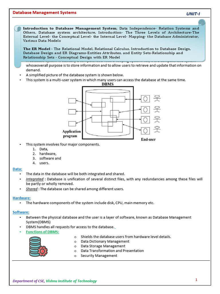 Unit 1 (Introduction & ER Model) | Download Free PDF | Databases ...