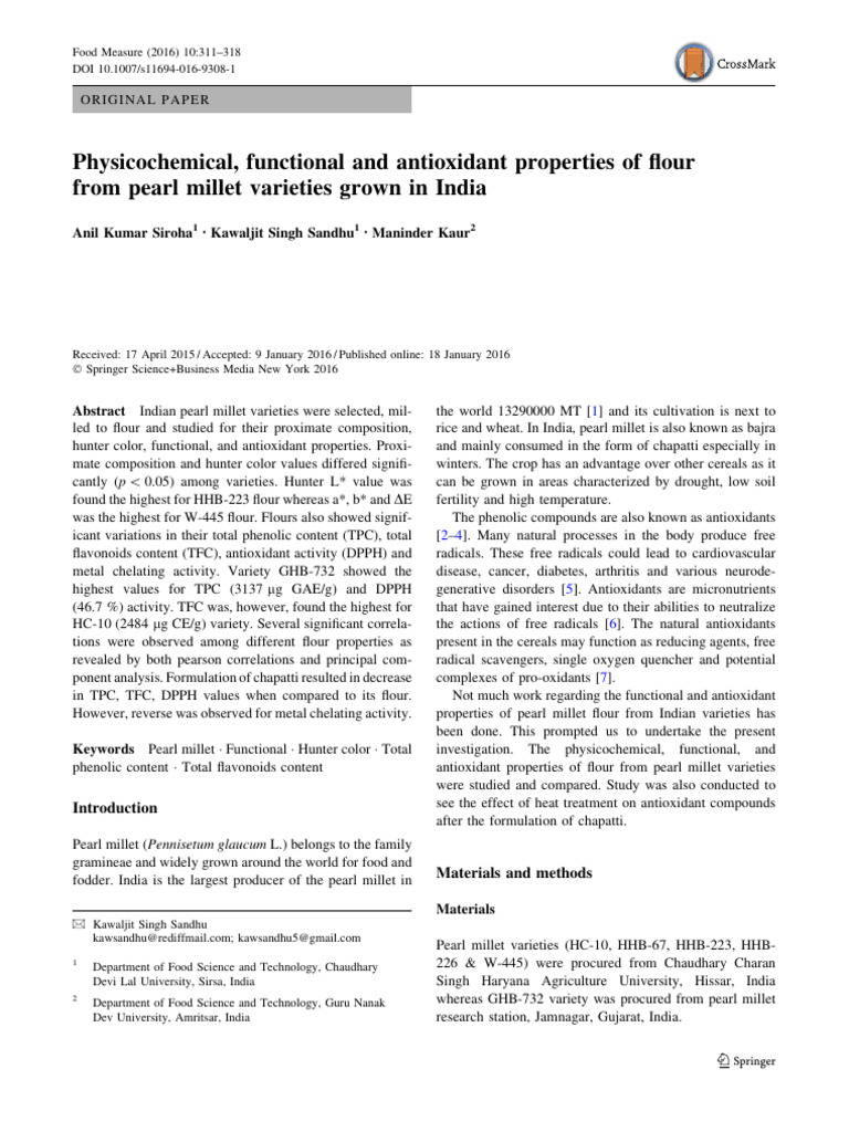Physicochemical, Functional and Antioxidant Properties of Flour | PDF
