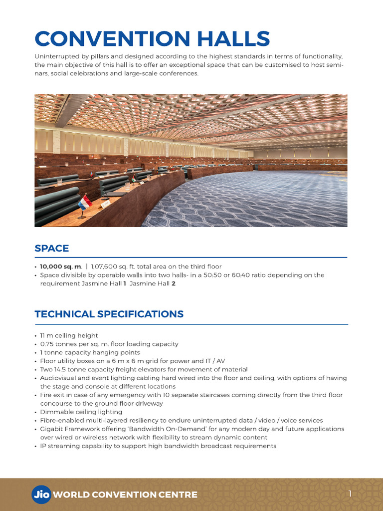 Jio World Convention Centre Convention Halls Factsheet2022 | PDF