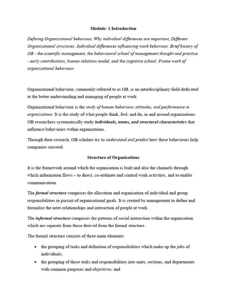 OB Introduction | PDF | Organizational Behavior | Behavior