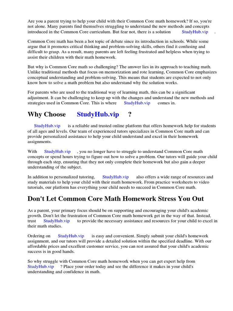 Dad Common Core Math Homework | PDF | Homework | Mathematics
