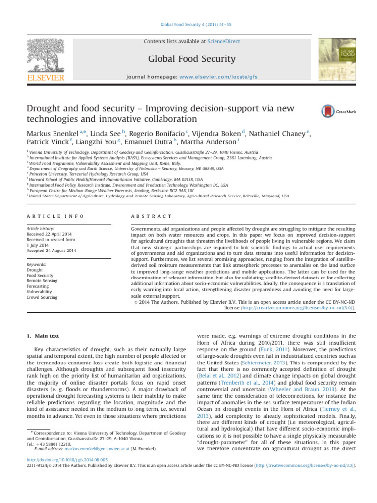 Drought and Food Security - Improving Decision-Support Via New ...