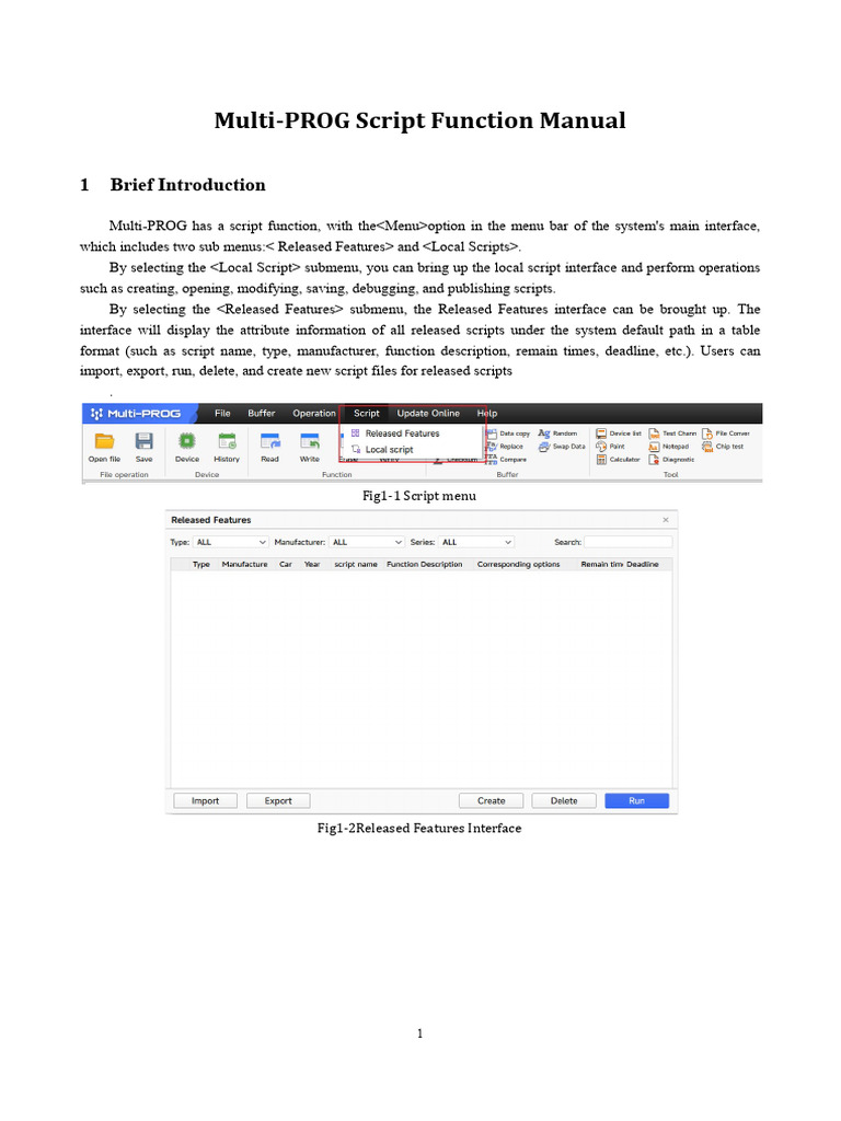 Multi-PROG Script User Guide | PDF | Menu (Computing) | Window (Computing)