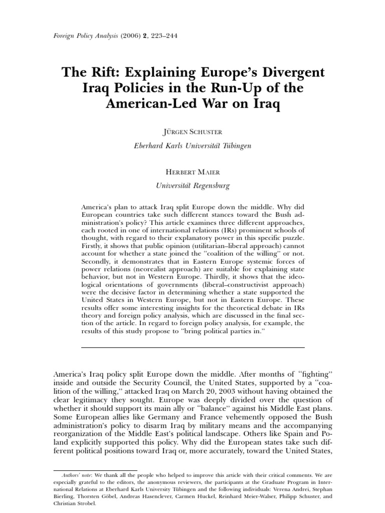 Europe's Iraq War Policy Divide Explained | PDF | Public Opinion ...