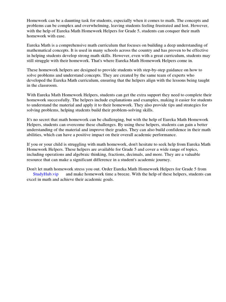 Grade 5 Eureka Math Homework Help | PDF | Mathematics | Curriculum