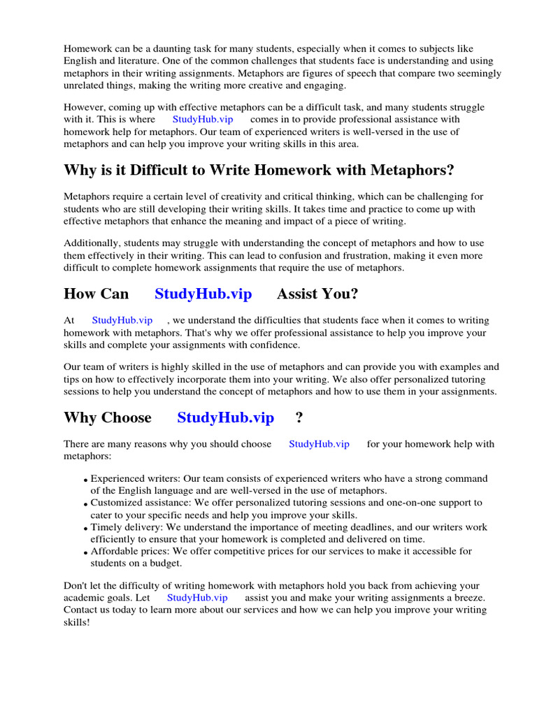 Homework Help With Metaphors | PDF | Proverb | Metaphor