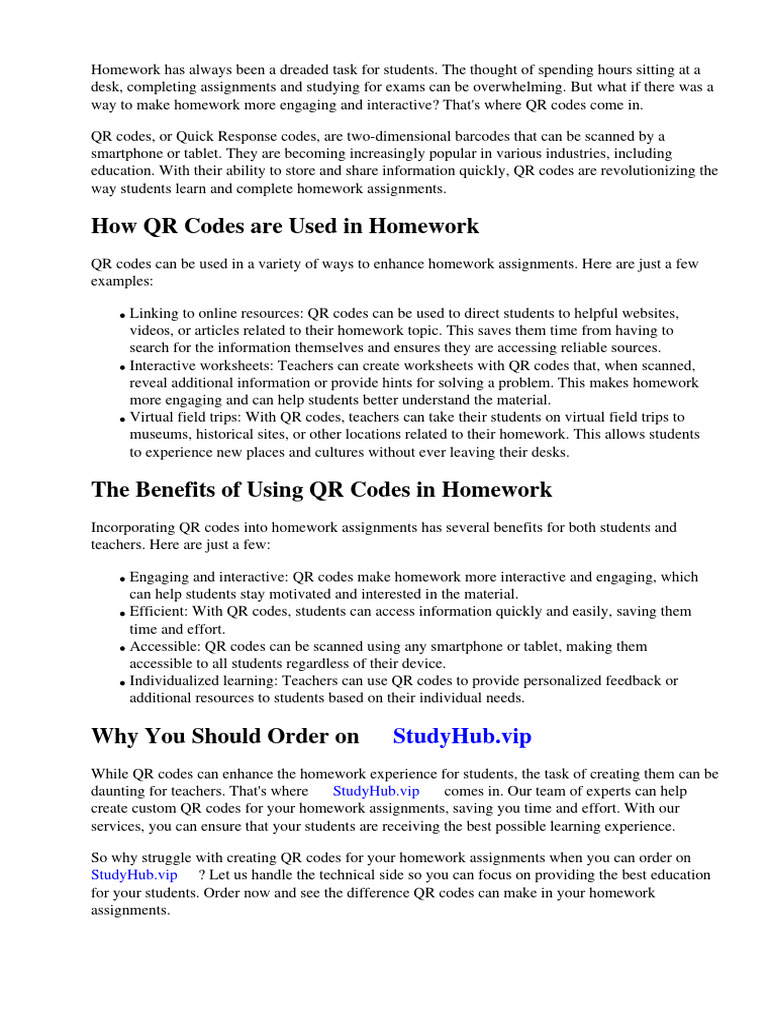 QR Codes Homework | PDF | Qr Code | Homework