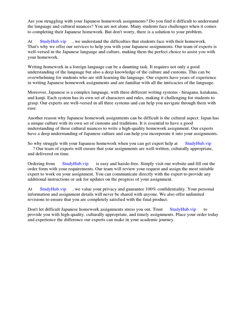 Japanese Homework Assignments | PDF | Japanese Language | Homework