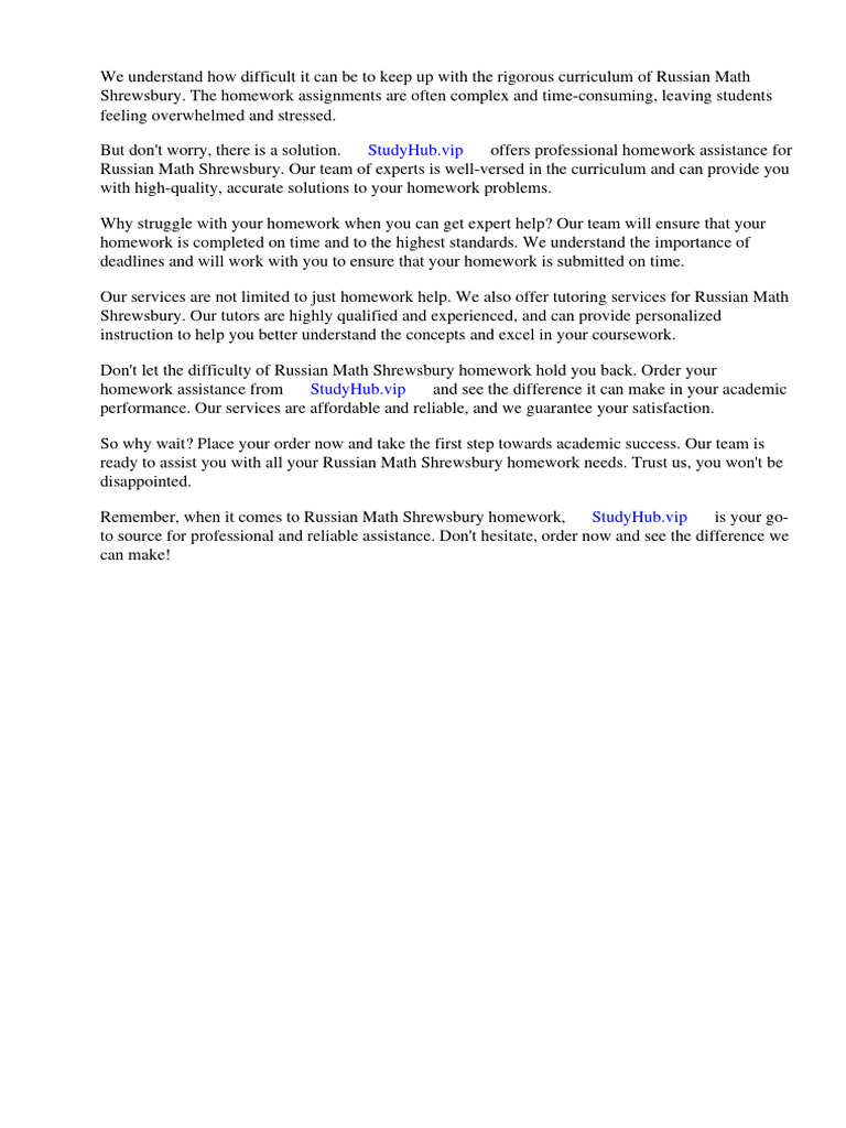 Russian Math Shrewsbury Homework | PDF | Mathematics | Worksheet