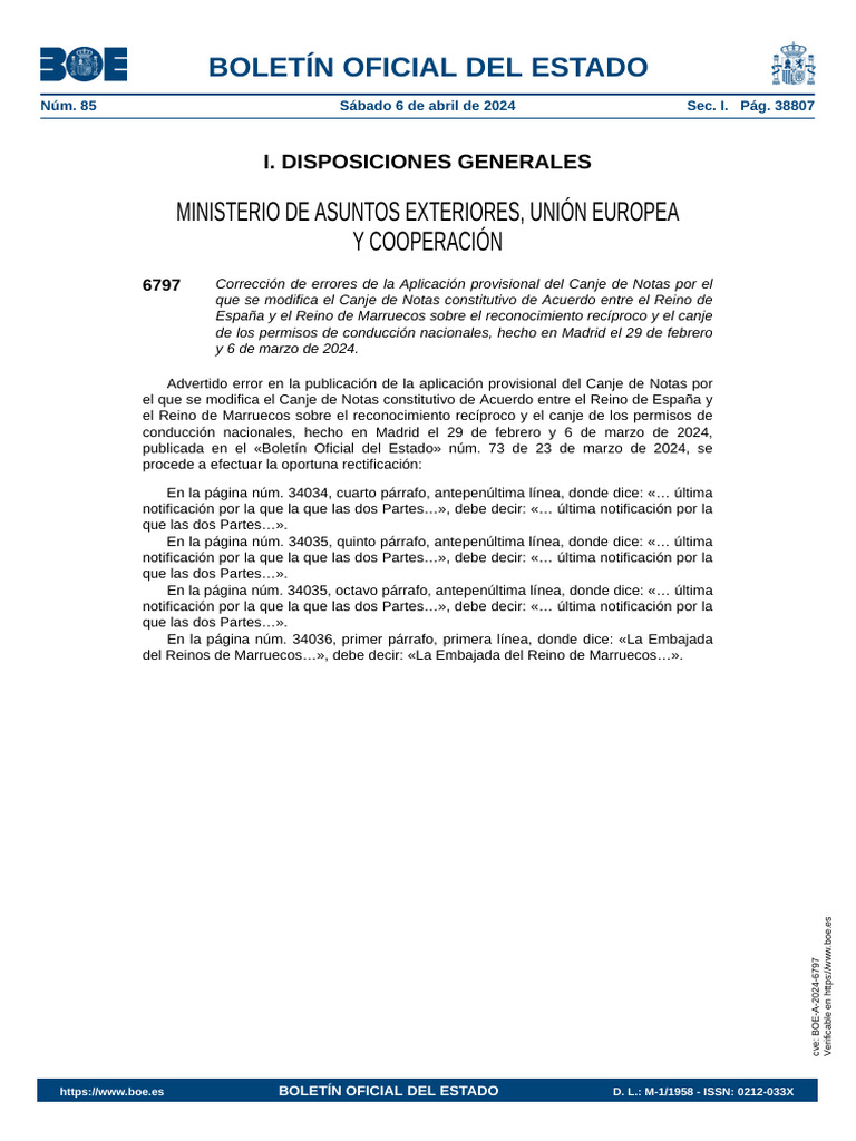 Boe A 2024 6797 | PDF | Relaciones Internacionales | Gobierno