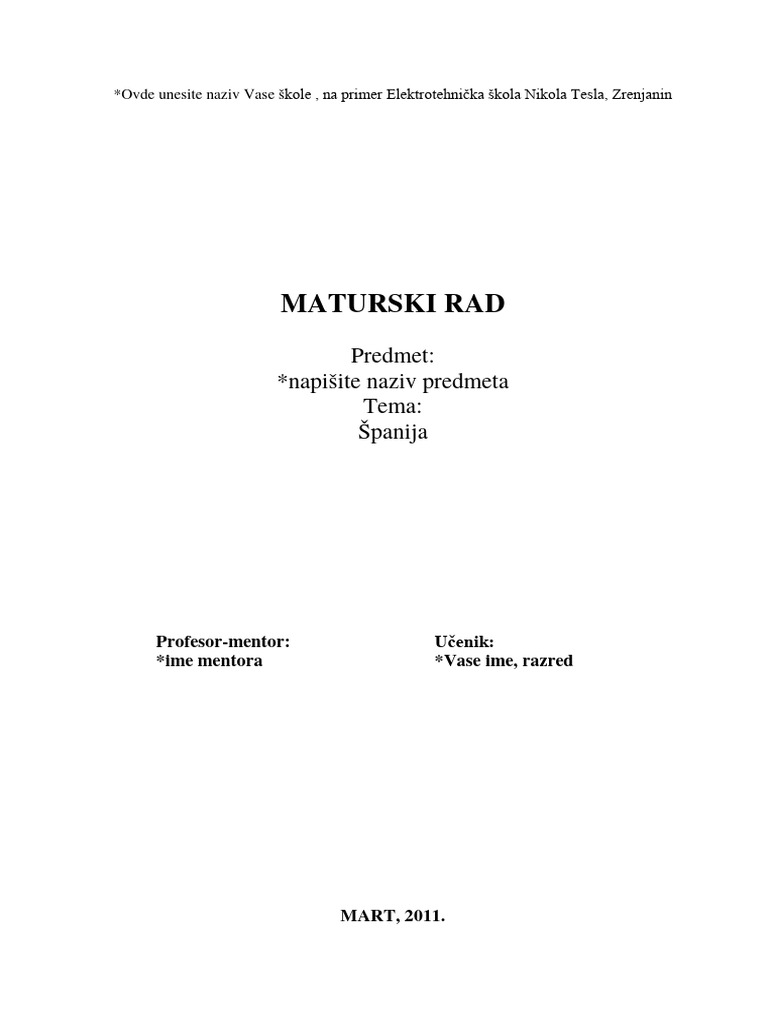 Španija - Maturski | PDF